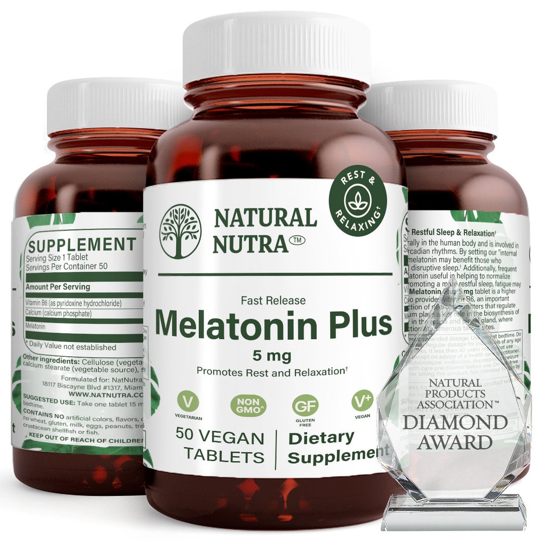 Melatonin Tablets, Vegan Melatonin Plus Dietary Supplements, Natural ...