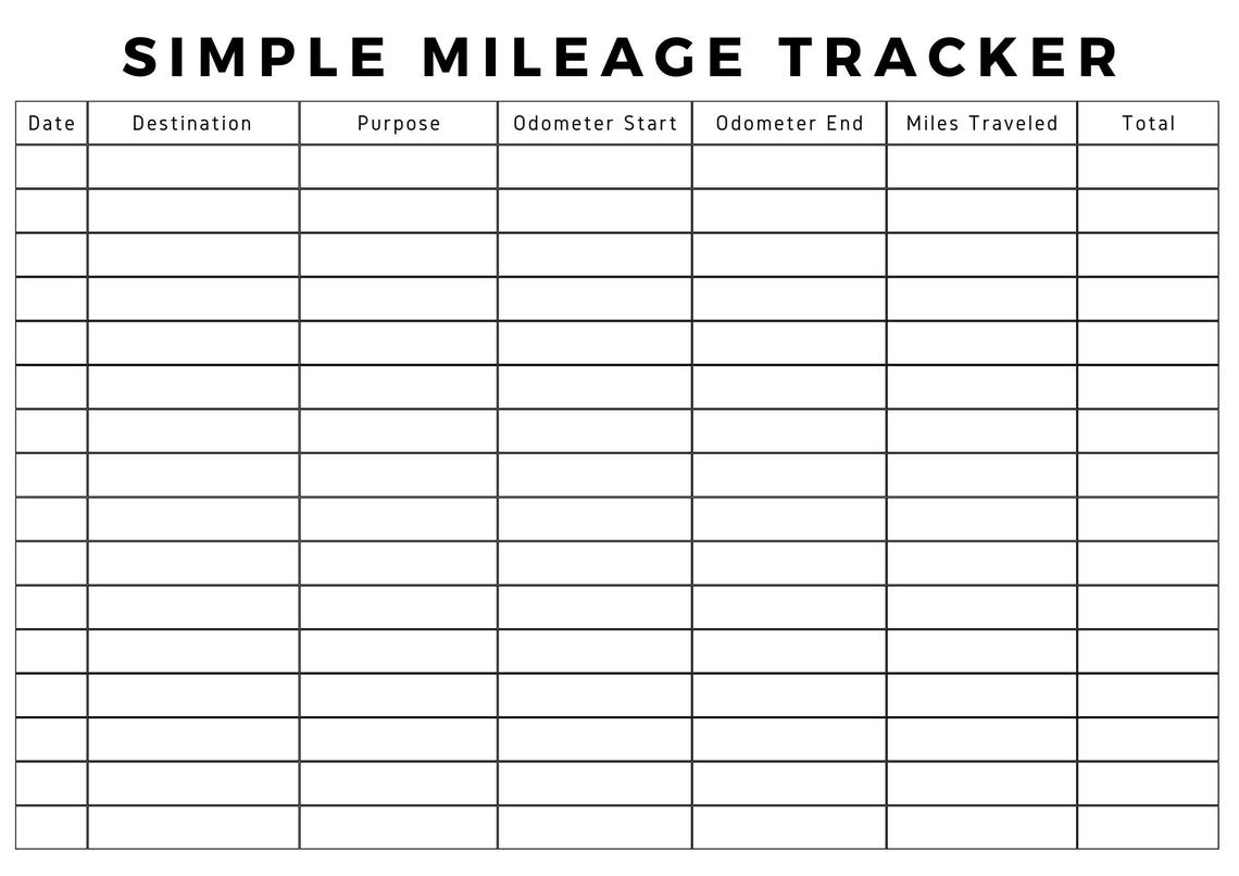 Simple Mileage Tracker Miles Travel Tracking Log Paper Digital Download ...