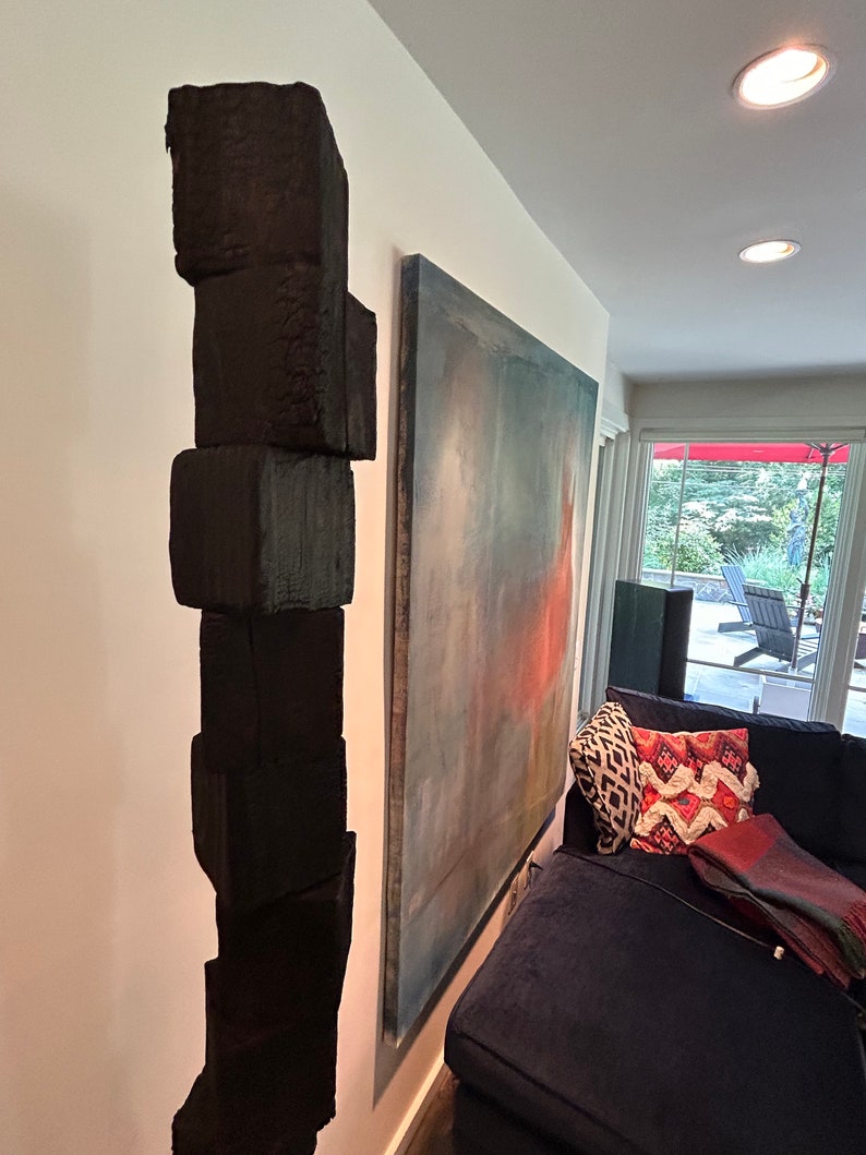 Organic Indoor Shou Sugi Ban Sculpture Totem 39/sculpture-in-a-box 1 - Etsy