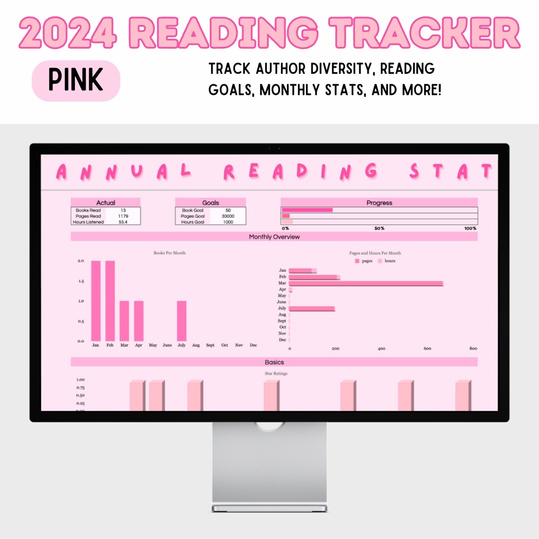 DIGITAL DOWNLOAD 2024 Pink Reading Log and Stats Template: Google ...
