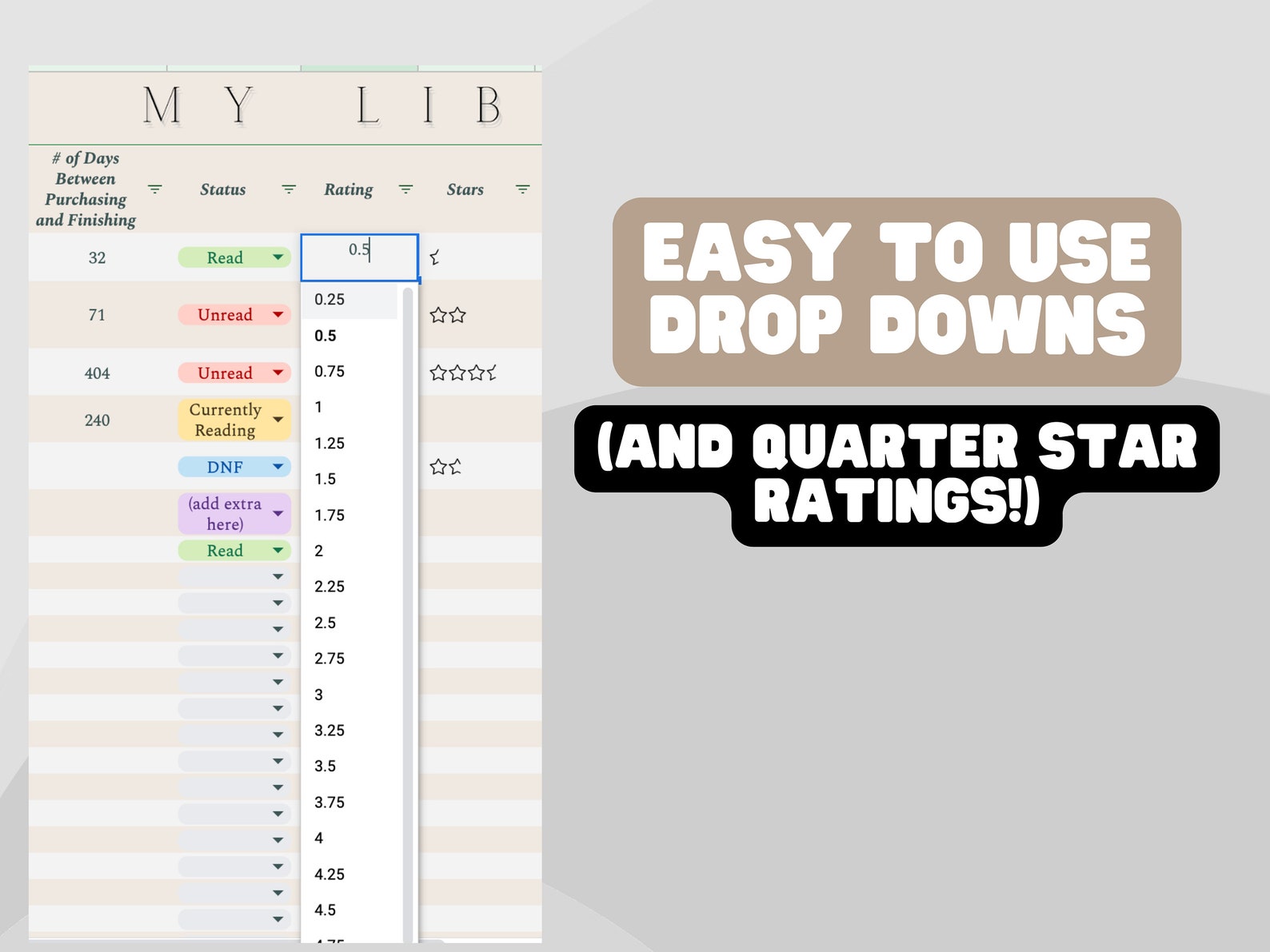 DIGITAL DOWNLOAD - My Personal Library Google Sheets Book Reading ...