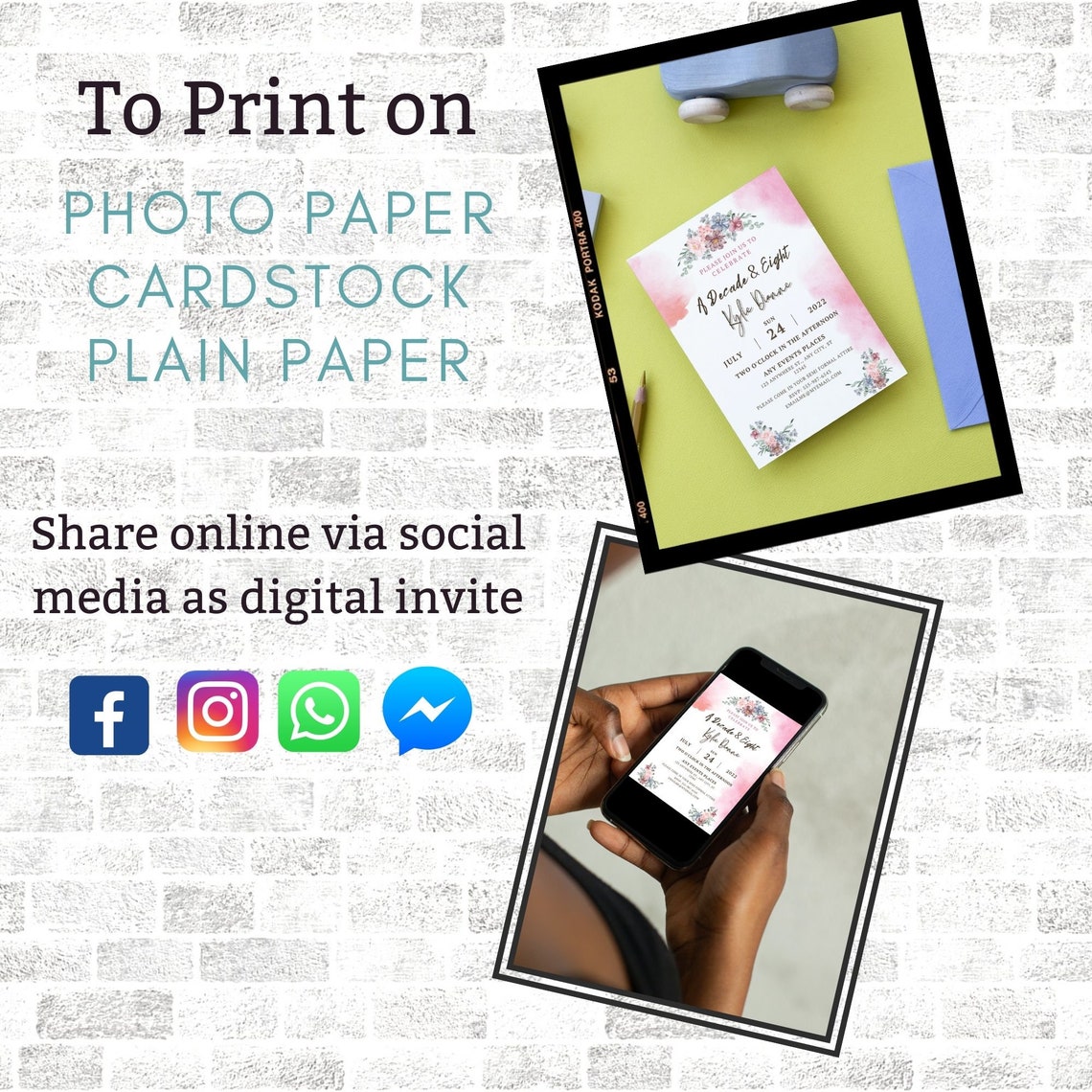 Personalized Floral Printable 18th Birthday Invitation Editable in ...