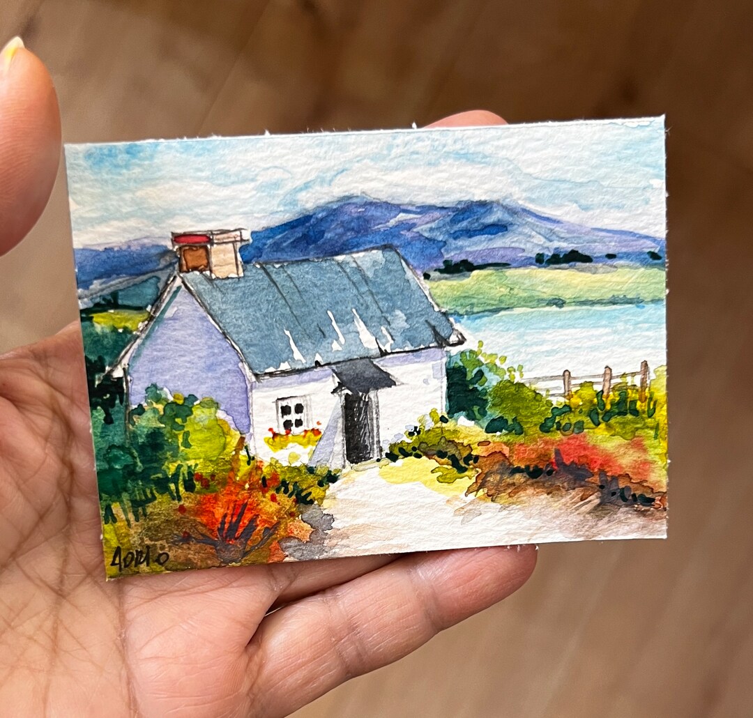Personalized Lake House Watercolor ACEO Custom Miniature Painting ...