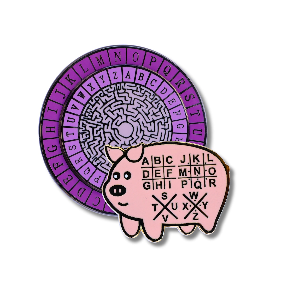 Cipher Enamel Pin Set - Pig Pen Cipher and Spinning Decipher Wheel ...