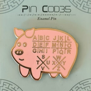 Pig Pen Cipher Hard Enamel Pin, Escape Room, Decoder - Etsy