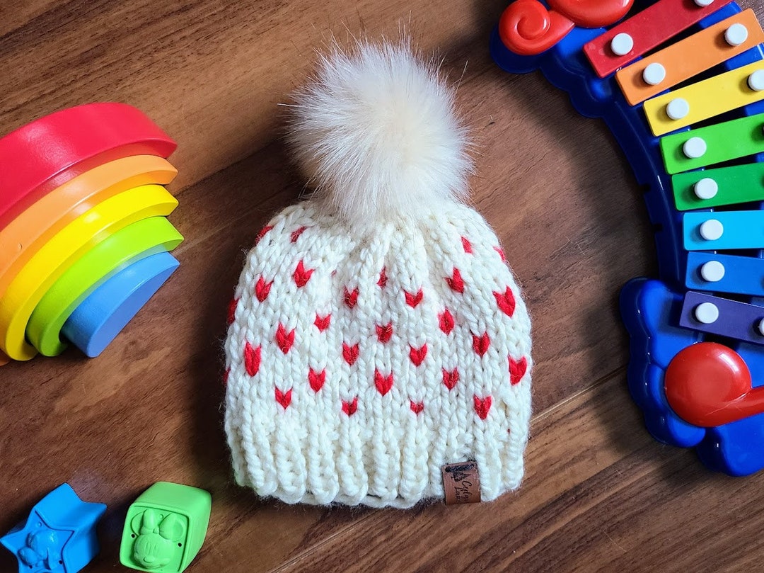 Knit Hearts Toque | Kids Christmas Gift | Winter Hearts Hat | Beanie ...
