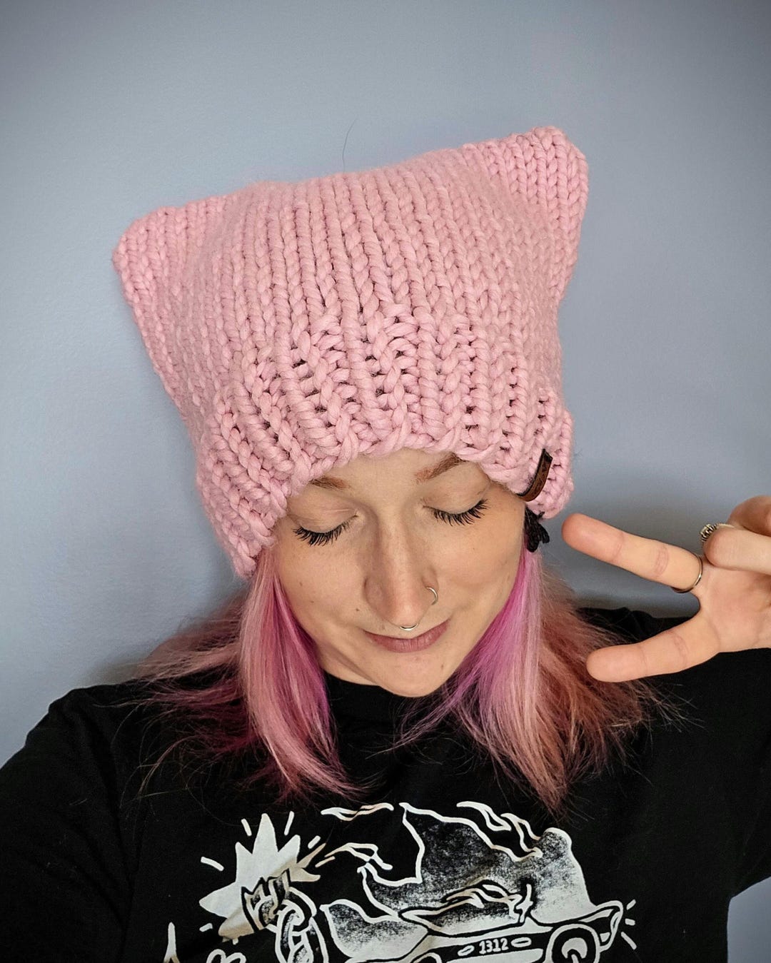 Knit Kitty Pussy Cat Hat Feminist Baby Adult Toque March Winter Beanie ...