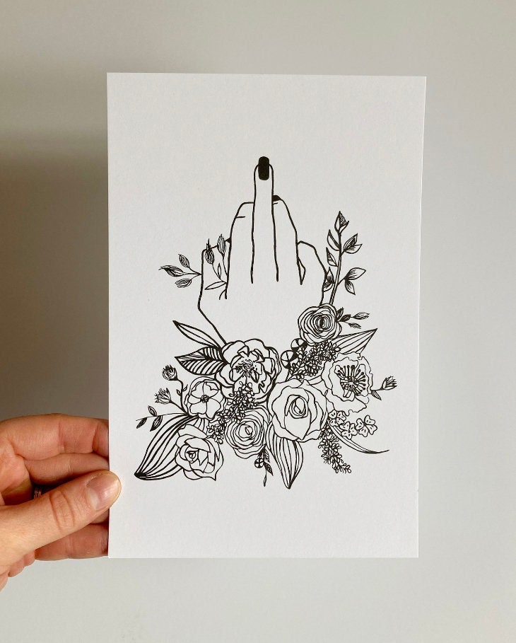 Mother Nature Print Middle Finger Print Illustration - Etsy