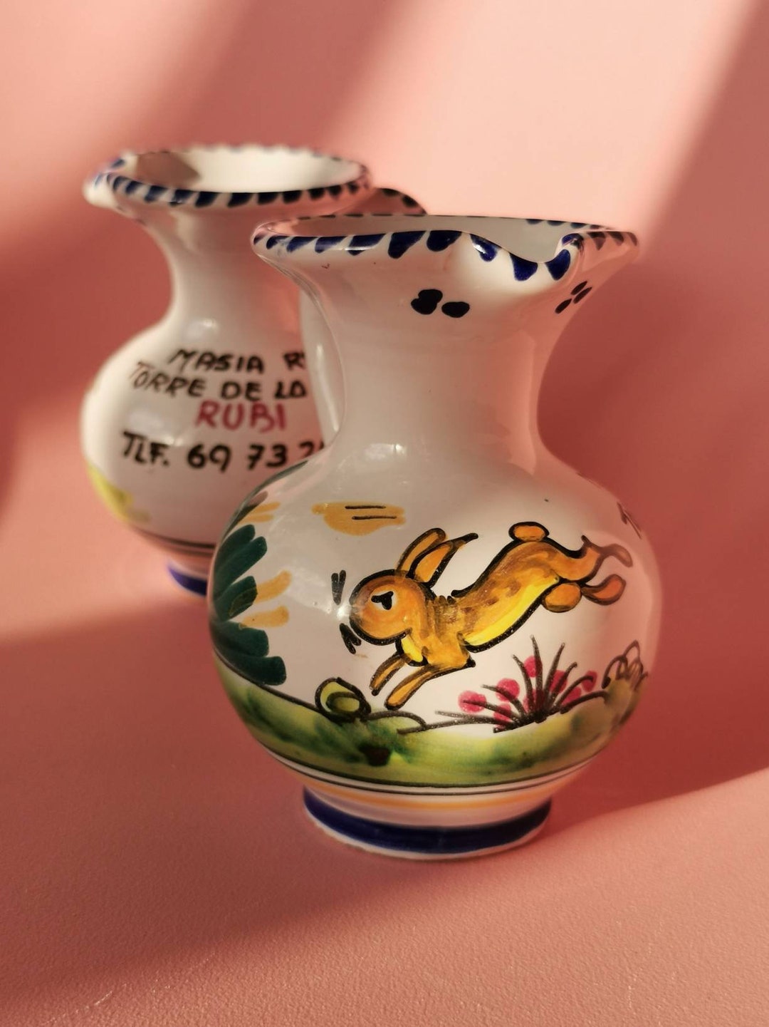 1990s Vintage Rabbit Pattern Handmade Jug Torre De La - Etsy