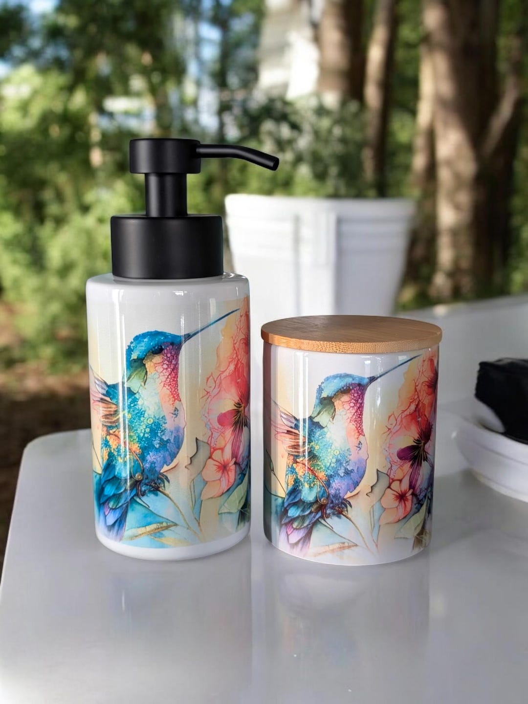 Beautiful Hummingbird Soap Dispenser and Canister Set - Etsy