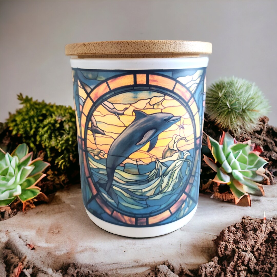 Dolphin Stained Glass Designed Battery Operated Tea Light Holder - Etsy