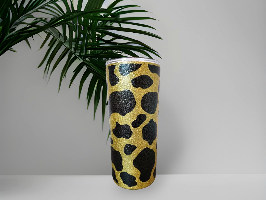 Gold Glitter Cow Print Tumbler - Etsy