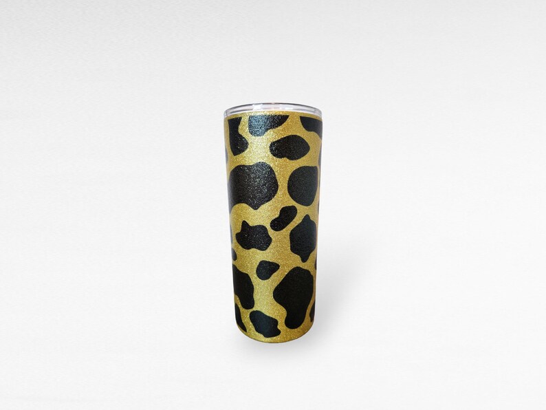 Gold Glitter Cow Print Tumbler - Etsy
