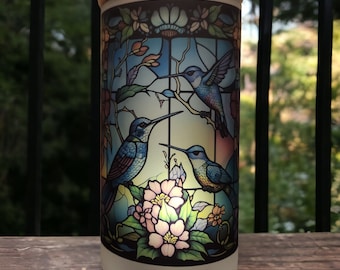 Stained Glass Hummingbird Candle Holder With A Battery Operated ...