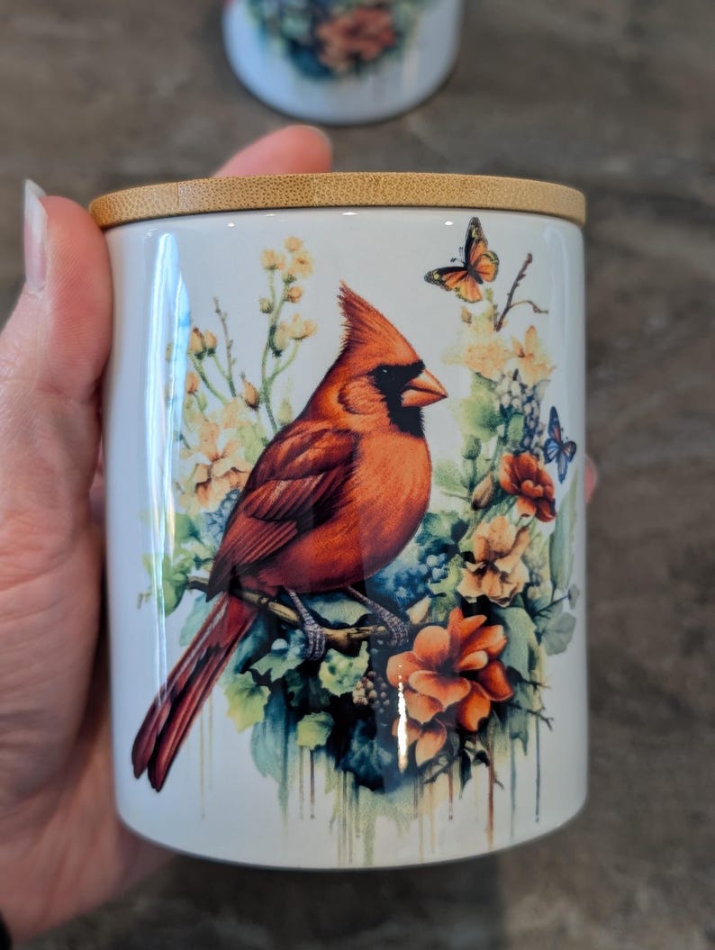 Beautiful Red Cardinal Bird Soap Dispenser and Canister Set - Etsy