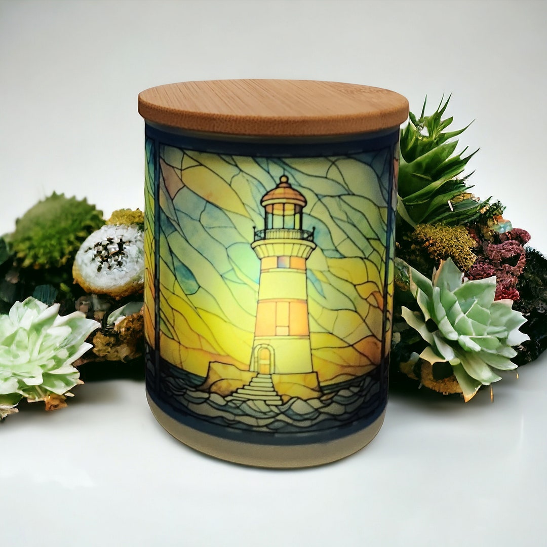 Lighthouse Stained Glass Designed Battery Operated Tea Light Holder - Etsy
