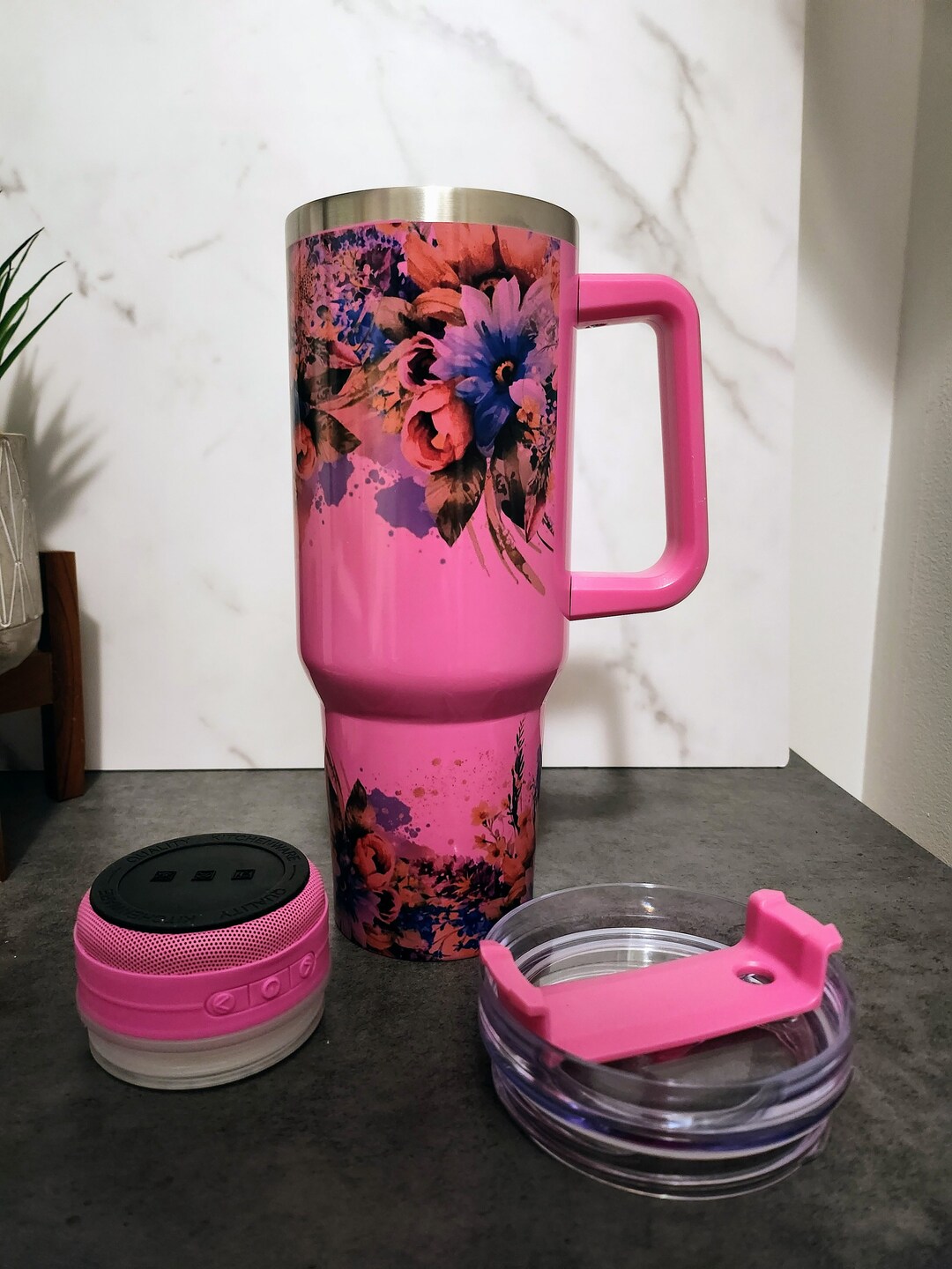 Pink Watercolor Flower Bluetooth Speaker Tumbler - Etsy