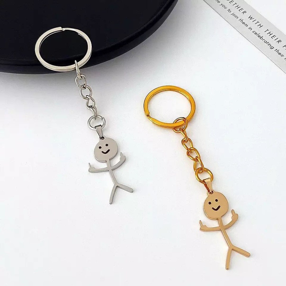 Funny Stickman Middle Finger Keyring Novelty Rude Swearing Gift Keyring ...
