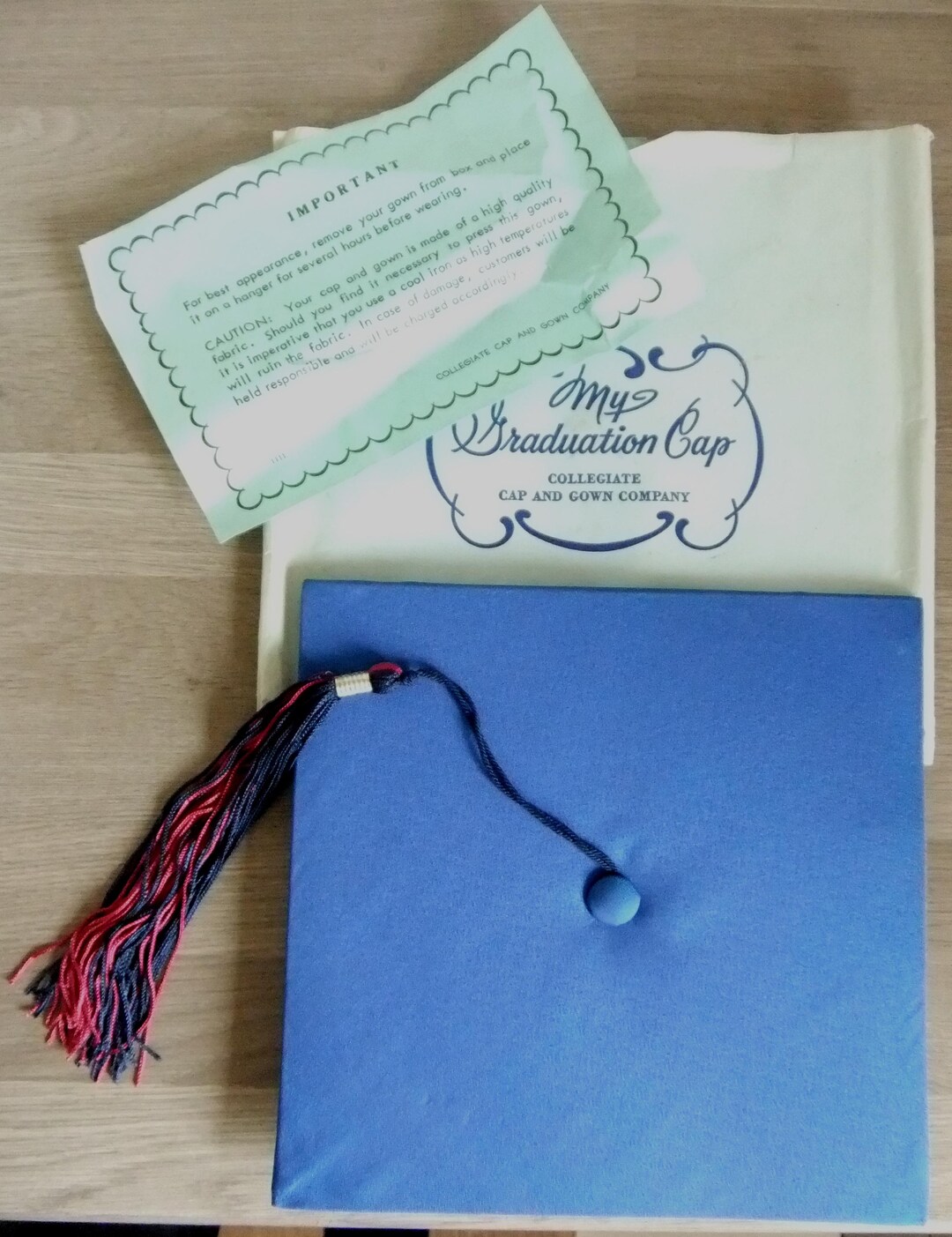 Rare, Vintage Graduation Mortarboard Cap in Blue With Tassle Size 'M ...