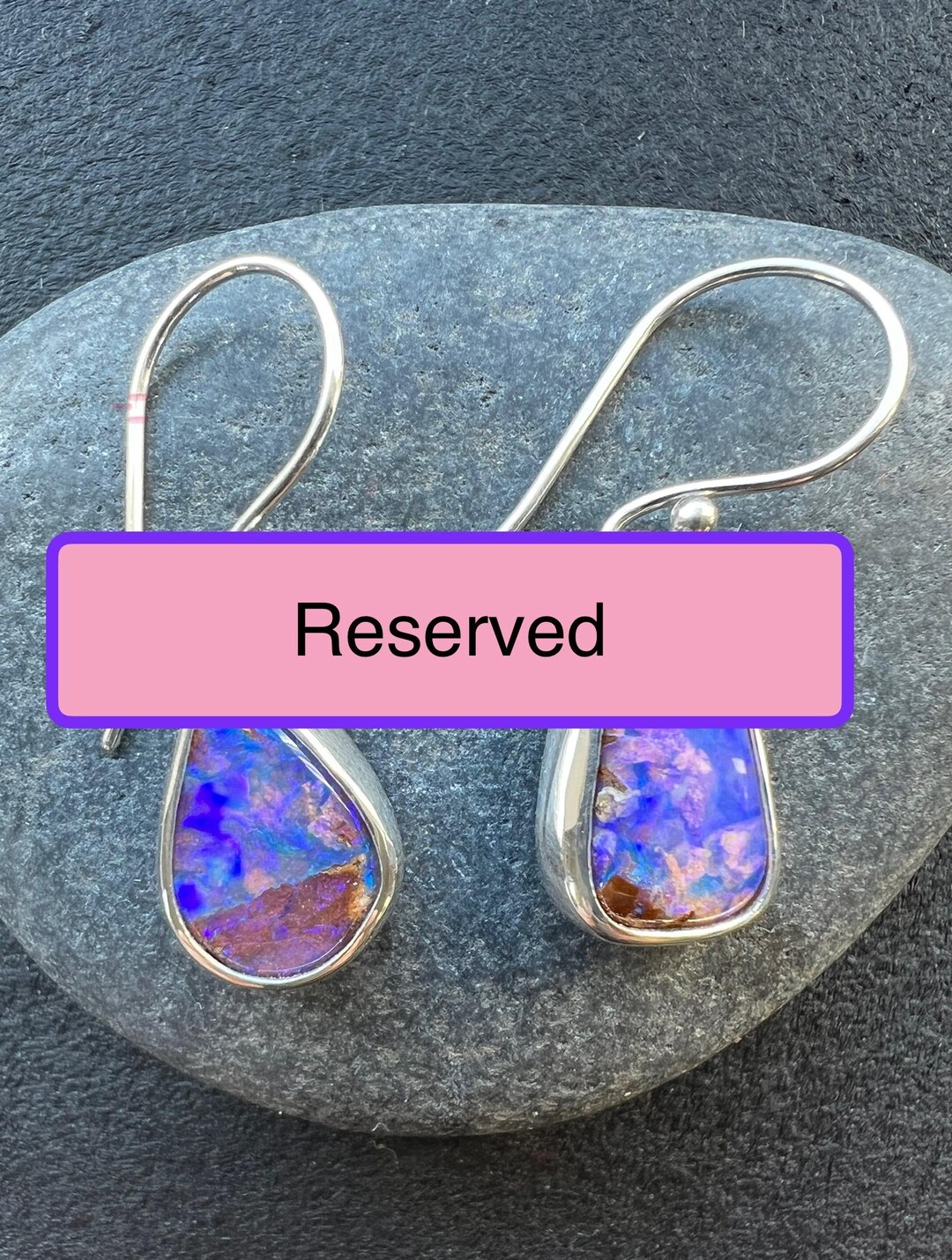 Reserved - Purple Australian Boulder Pipe Opal Earrings in Sterling and ...