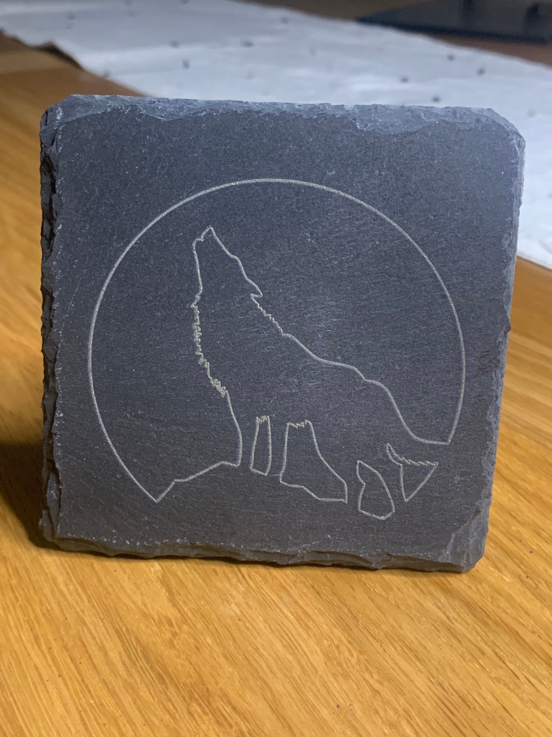 Personalised Coaster , Howling Wolf , Animal Coaster , Slate Coaster ...