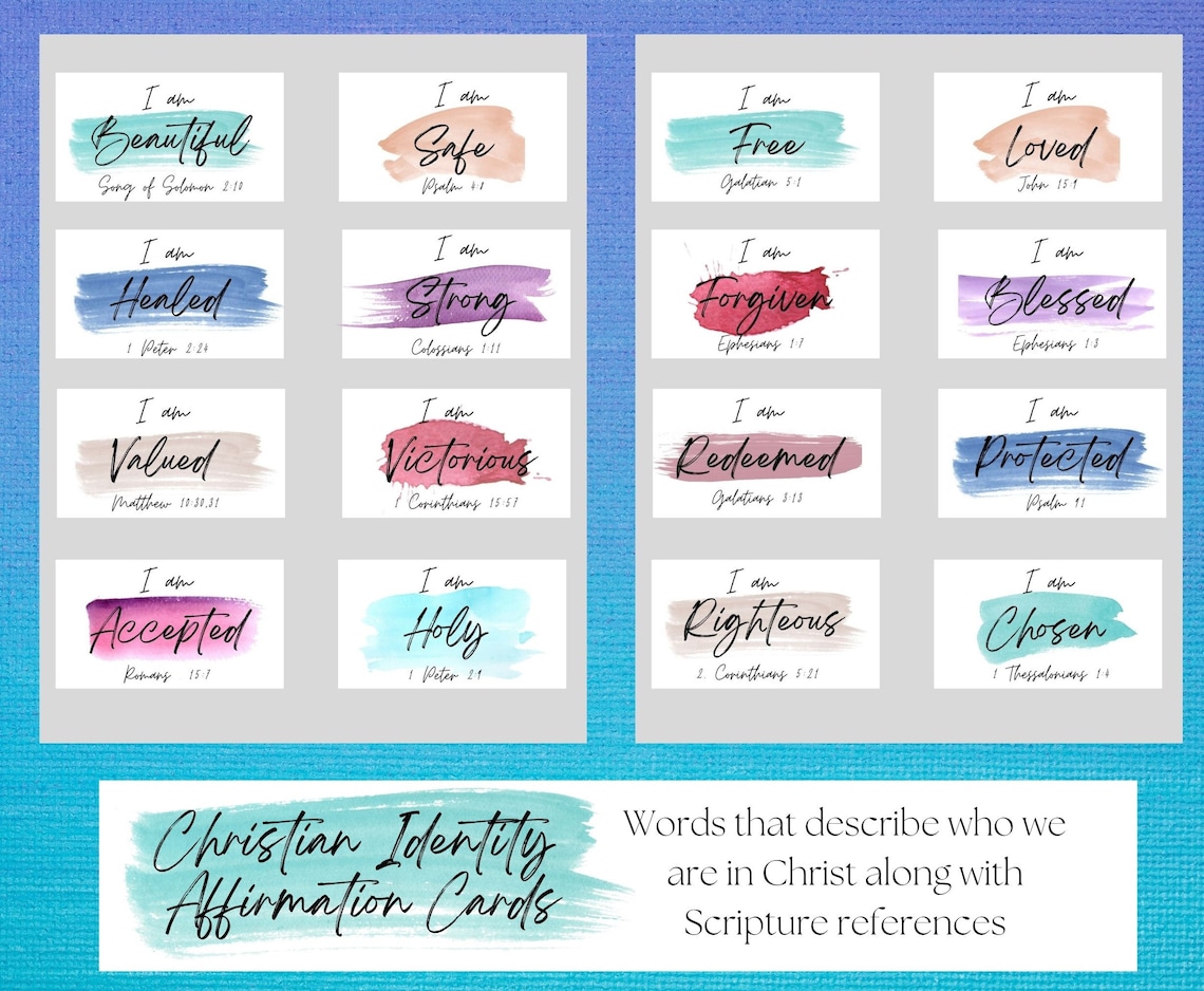 Christian Identity Affirmation Cards Digital Download. Identity Cards ...