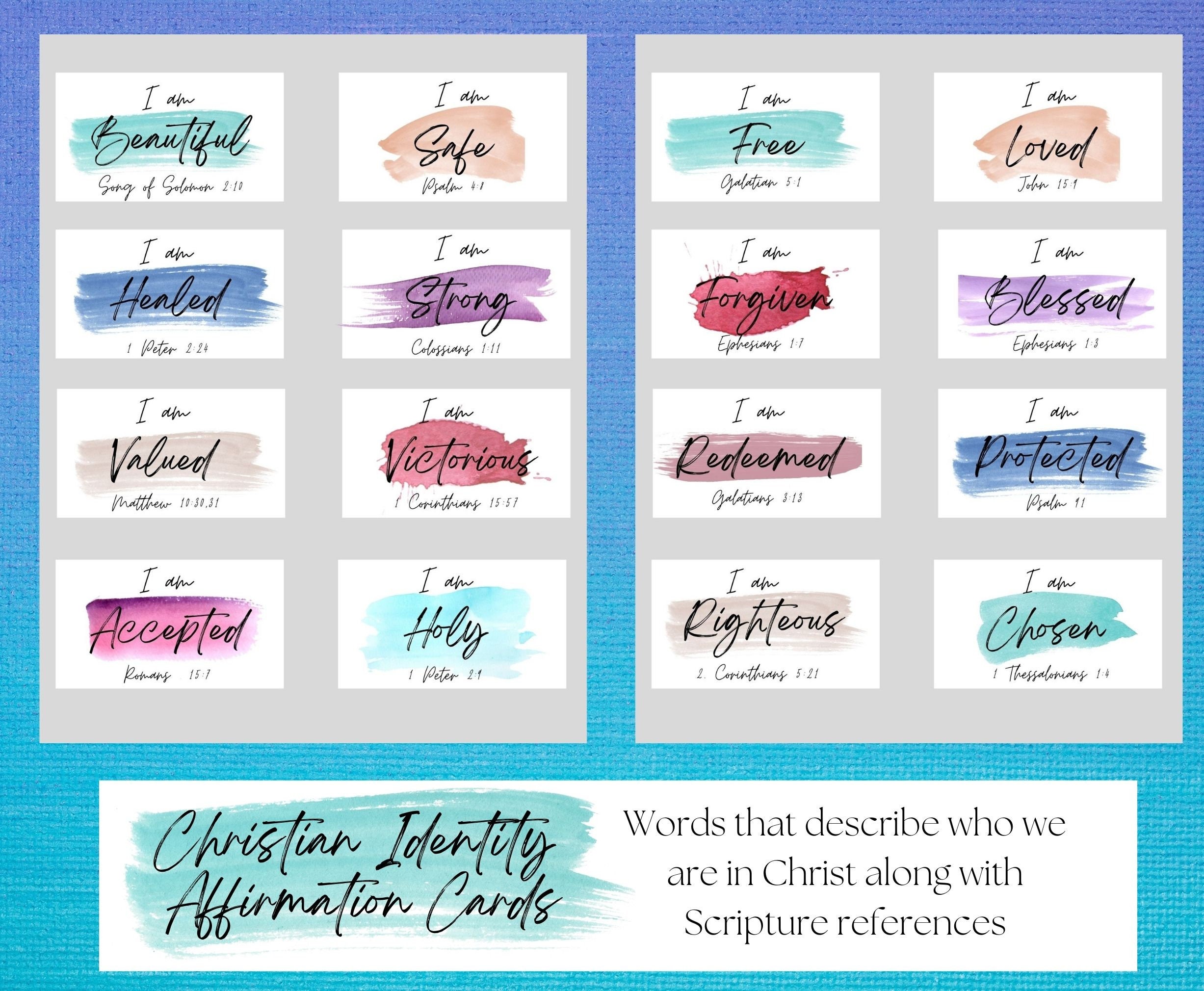 Christian Identity Affirmation Cards Digital Download. Identity Cards ...