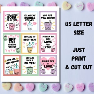 Bubble Tea Valentines Day Printable Cards, Boba Tea Cute Instant ...