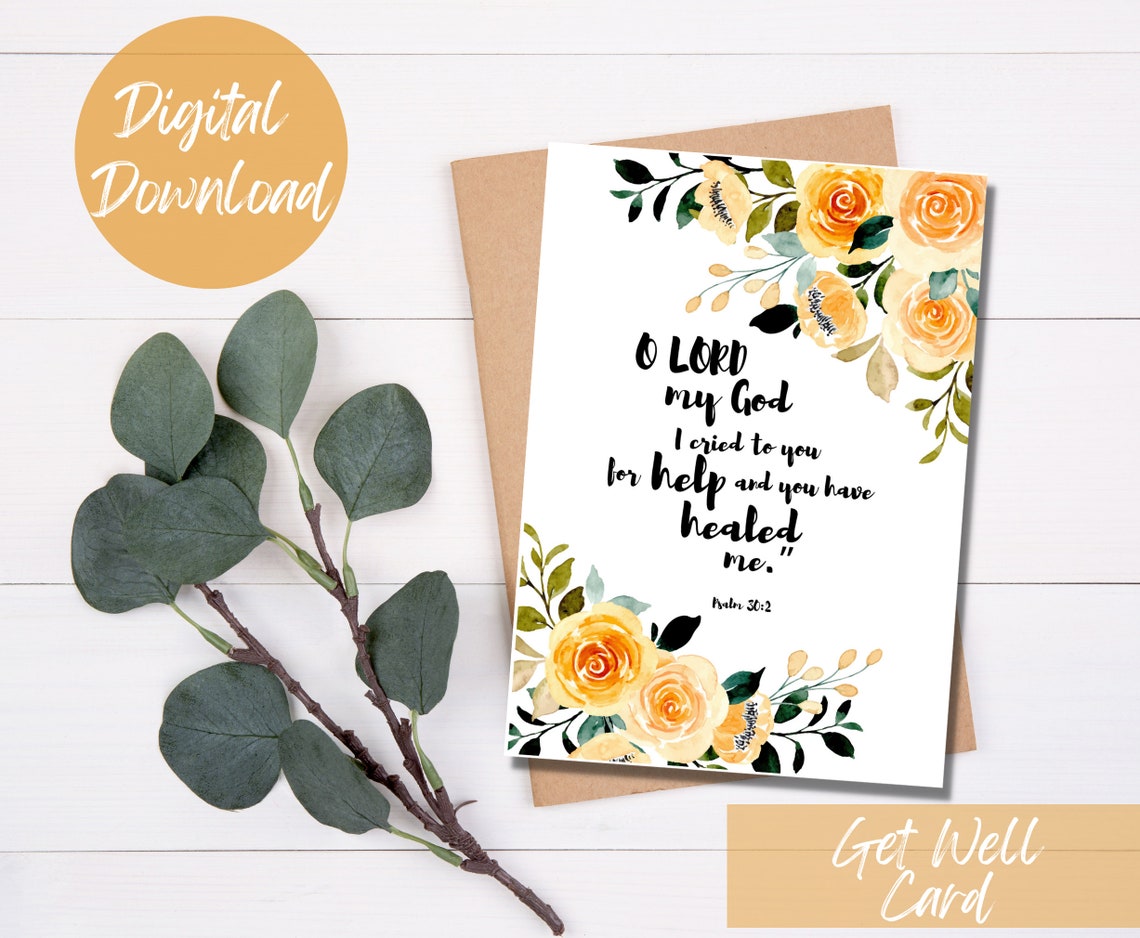 Christian Get Well Soon Card Digital Download, Printable Scripture ...