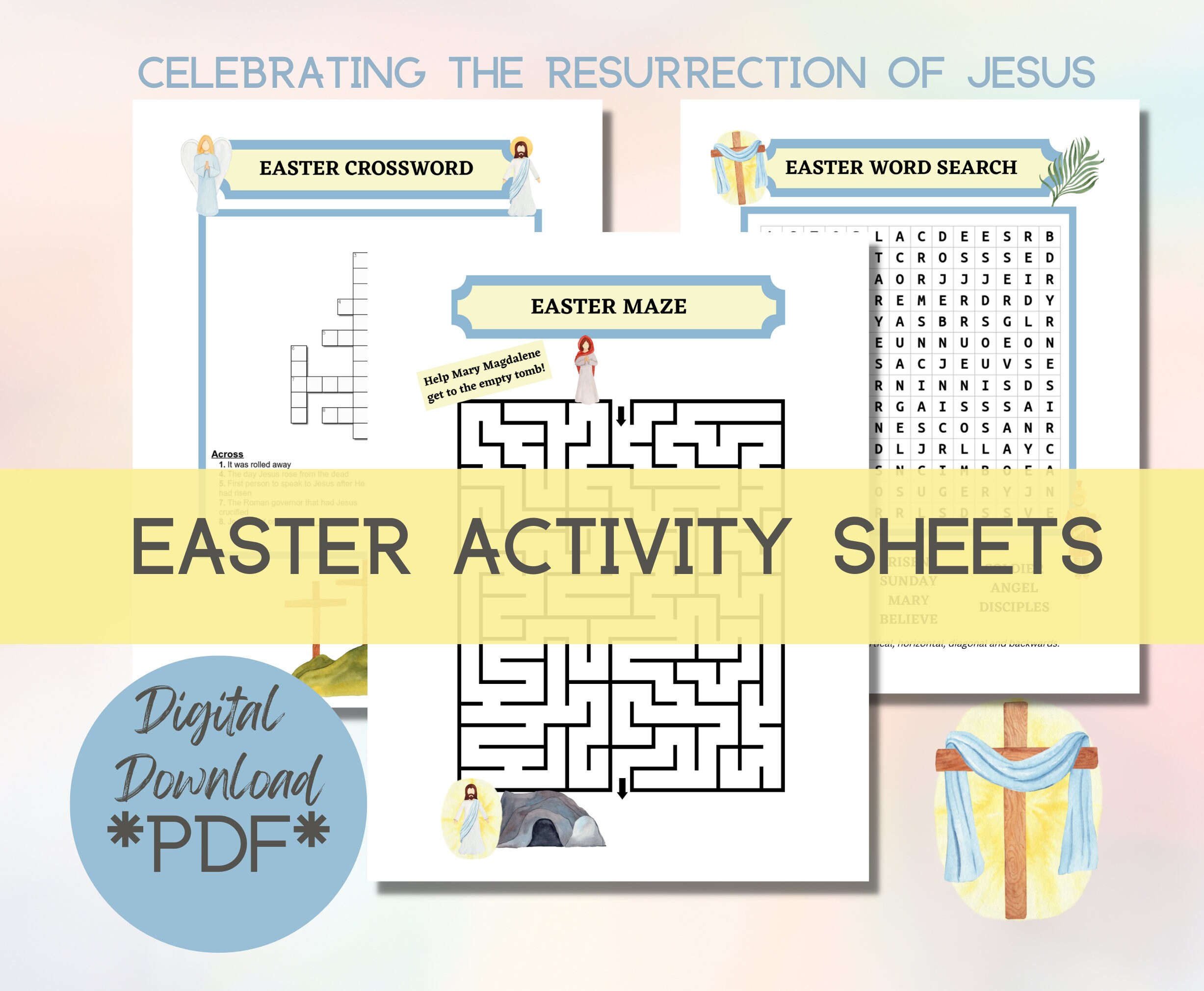 Easter Activity Sheets Bundle, Resurrection Sunday Religious Worksheets ...