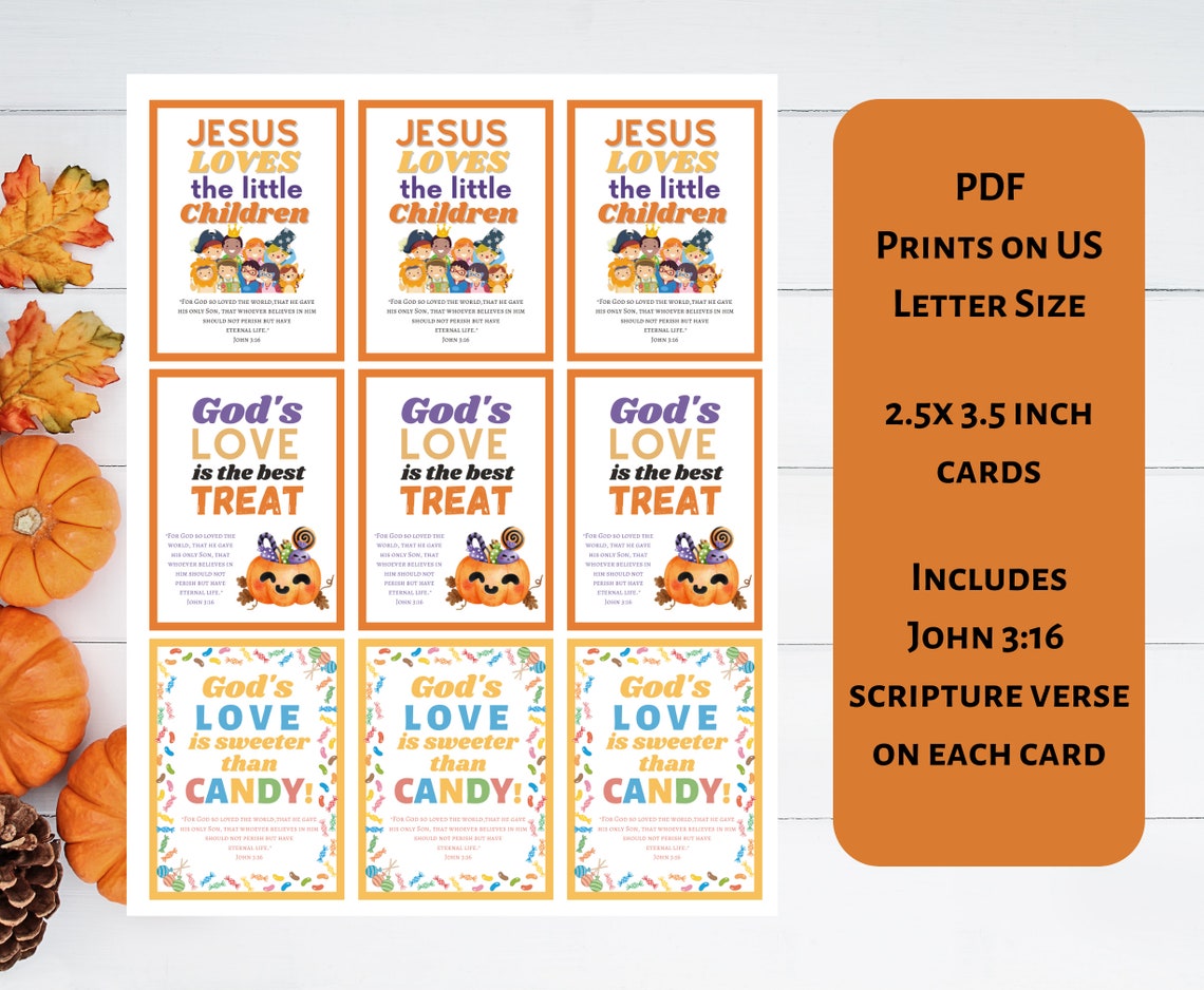 Christian Halloween Cards Tracts to Pass Out, Treats, Bible Verse Jesus ...