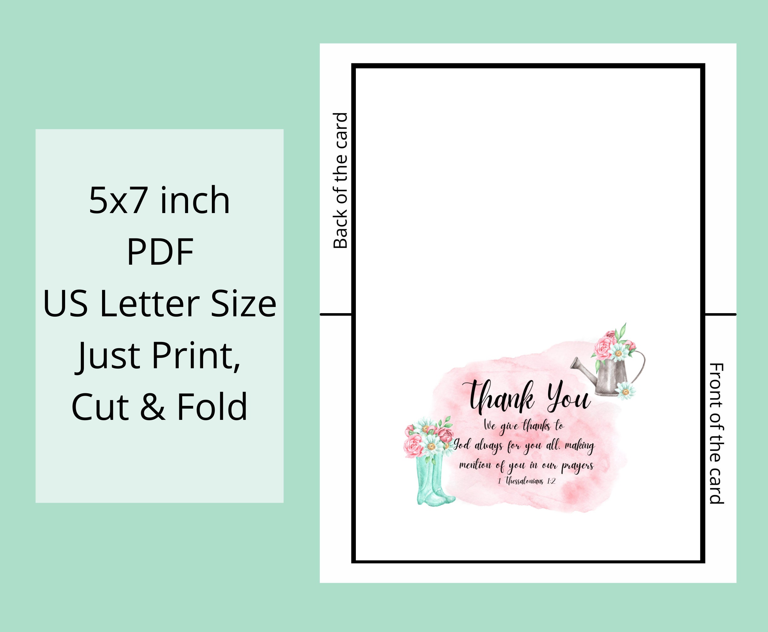 Christian Thank You Card Printable, Religious Thank You Card Digital ...