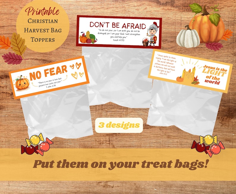 Printable Christian Halloween Bag Toppers, Treat Tracts Harvest ...