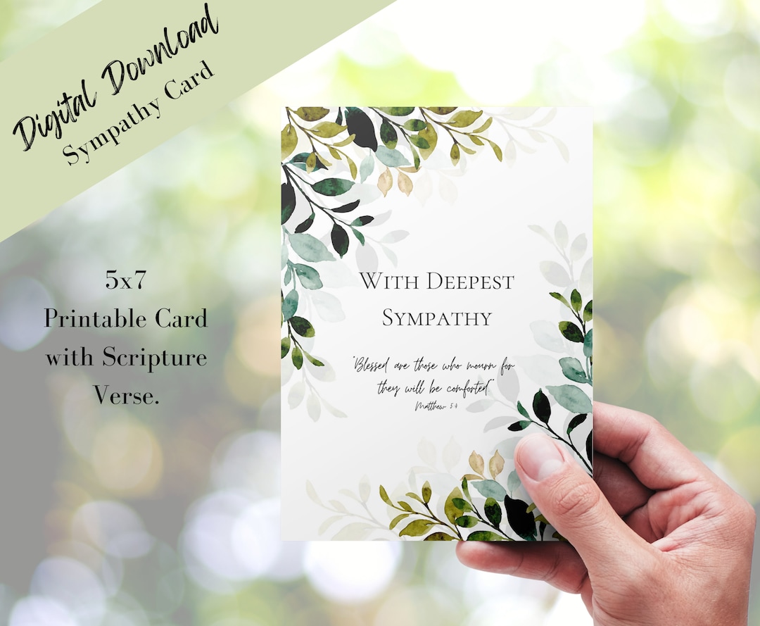 Christian Sympathy Card Digital Download, Printable Religious Card for ...