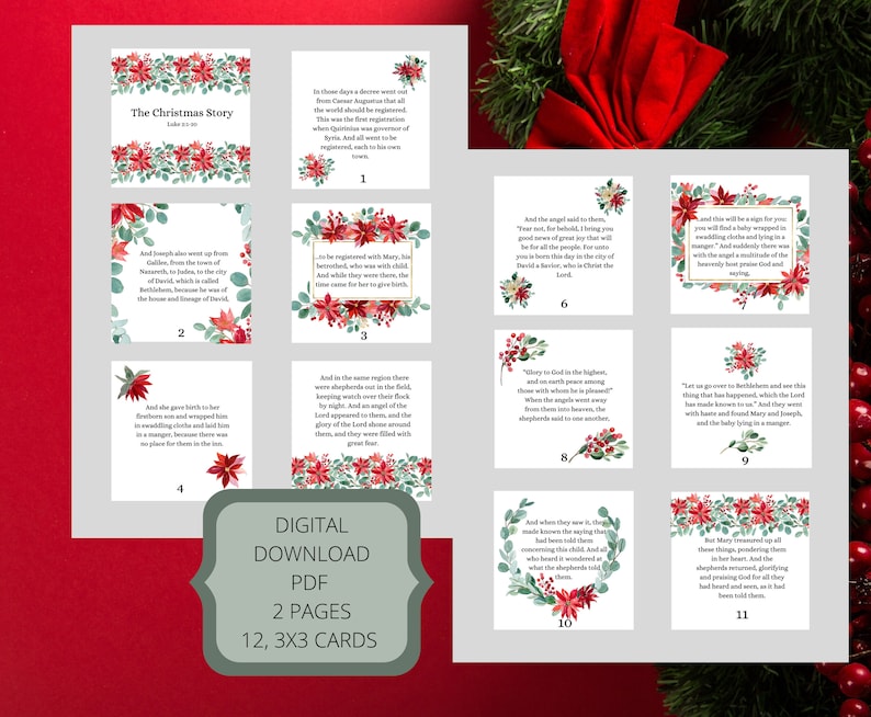 Christmas Story Cards Instant Download, True Story of Christmas Digital ...