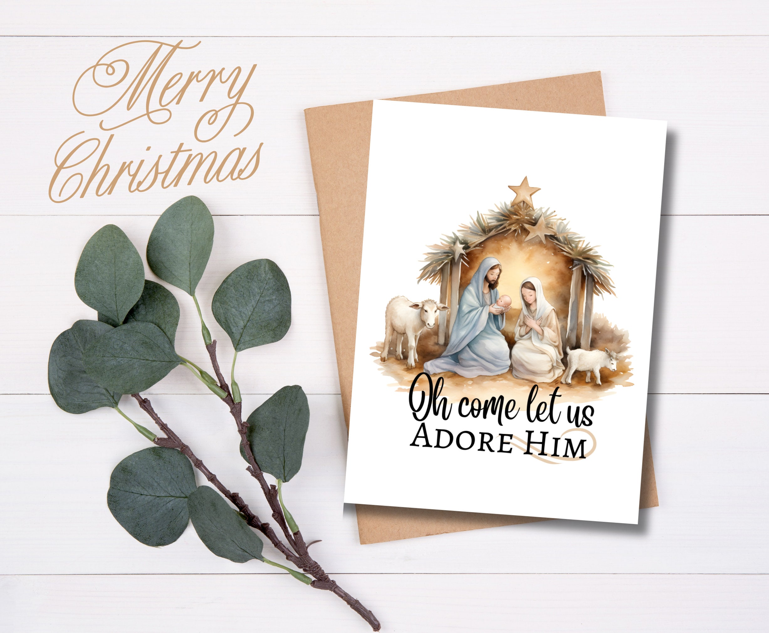 Printable Nativity Christmas Card, Digital Instant Download, Joseph ...