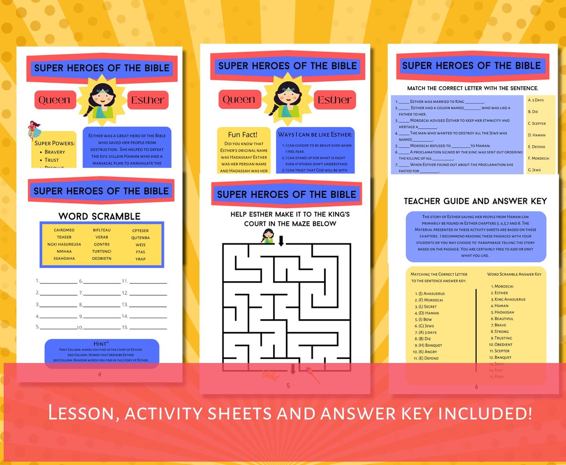 Super Hero Bible Activity Sheets Digital Download Sunday - Etsy