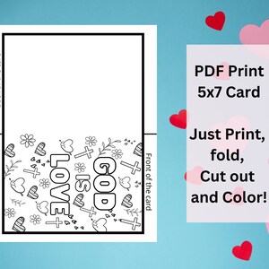 God is Love Printable Coloring Valentine's Day Card, Instant Download ...