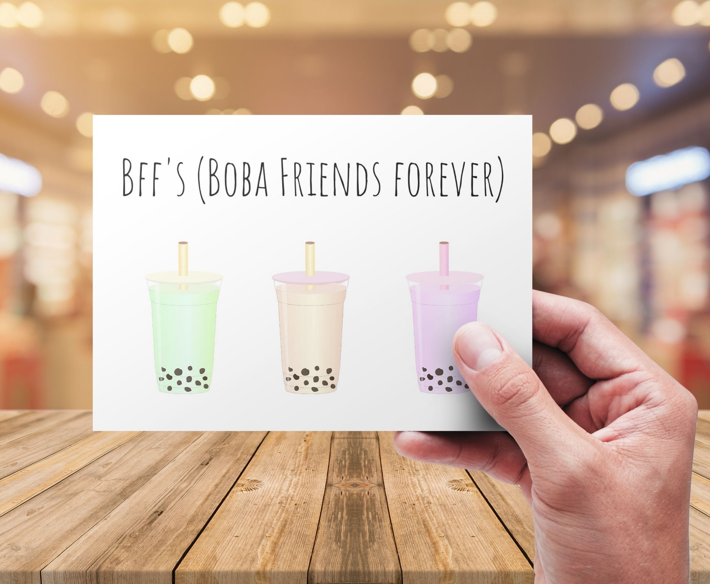 Bubble Tea Friends Greeting Card Printable, Boba Tea Digital Download ...