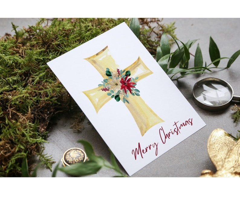 Christmas Cross Printable Card, Religious Christmas Card Instant ...
