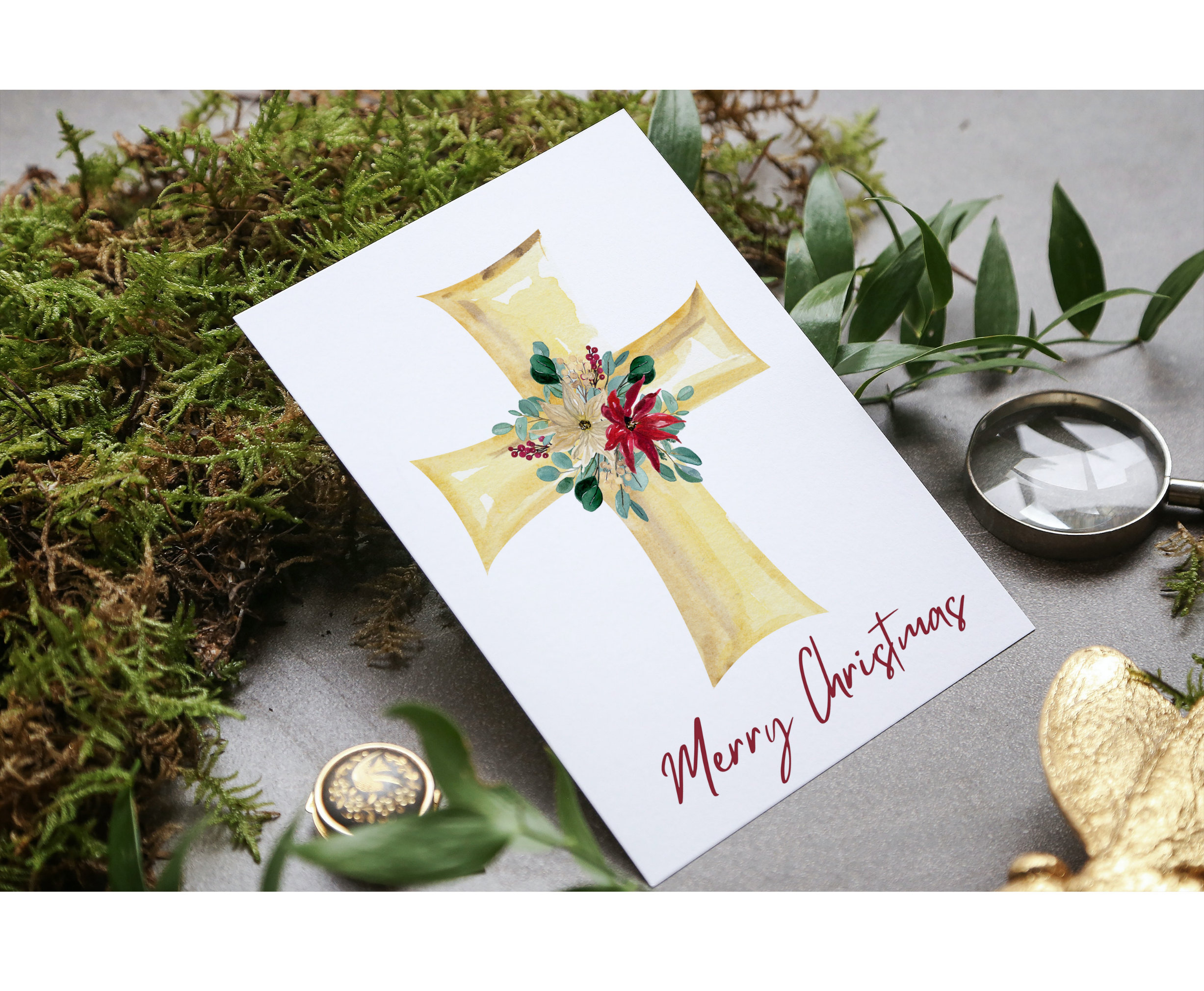 Christmas Cross Printable Card, Religious Christmas Card Instant ...