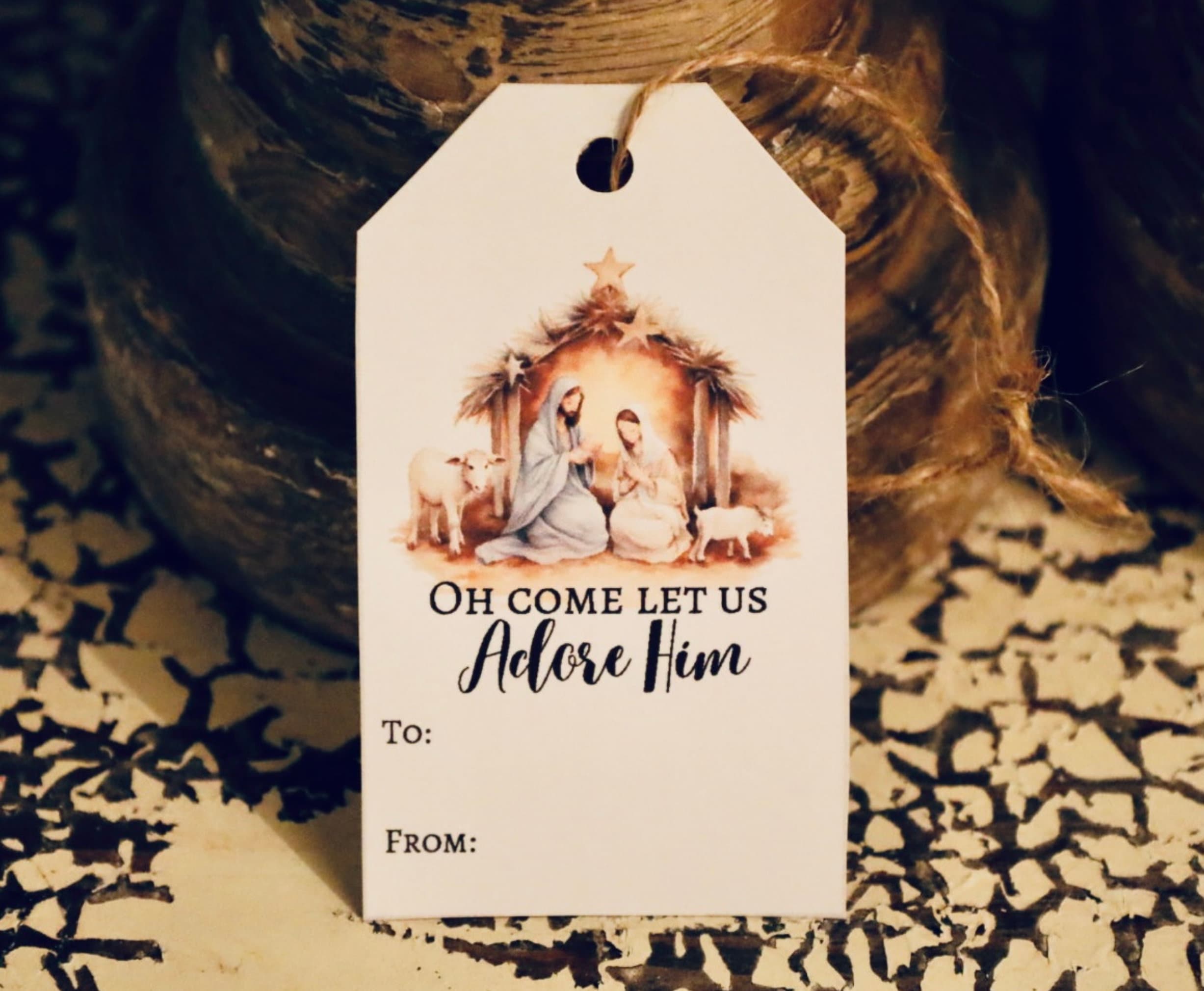 Printable Nativity Christmas Gift Tags, Religious Christian Baby Jesus ...