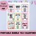 Bubble Tea Valentines Day Printable Cards, Boba Tea Cute Instant ...
