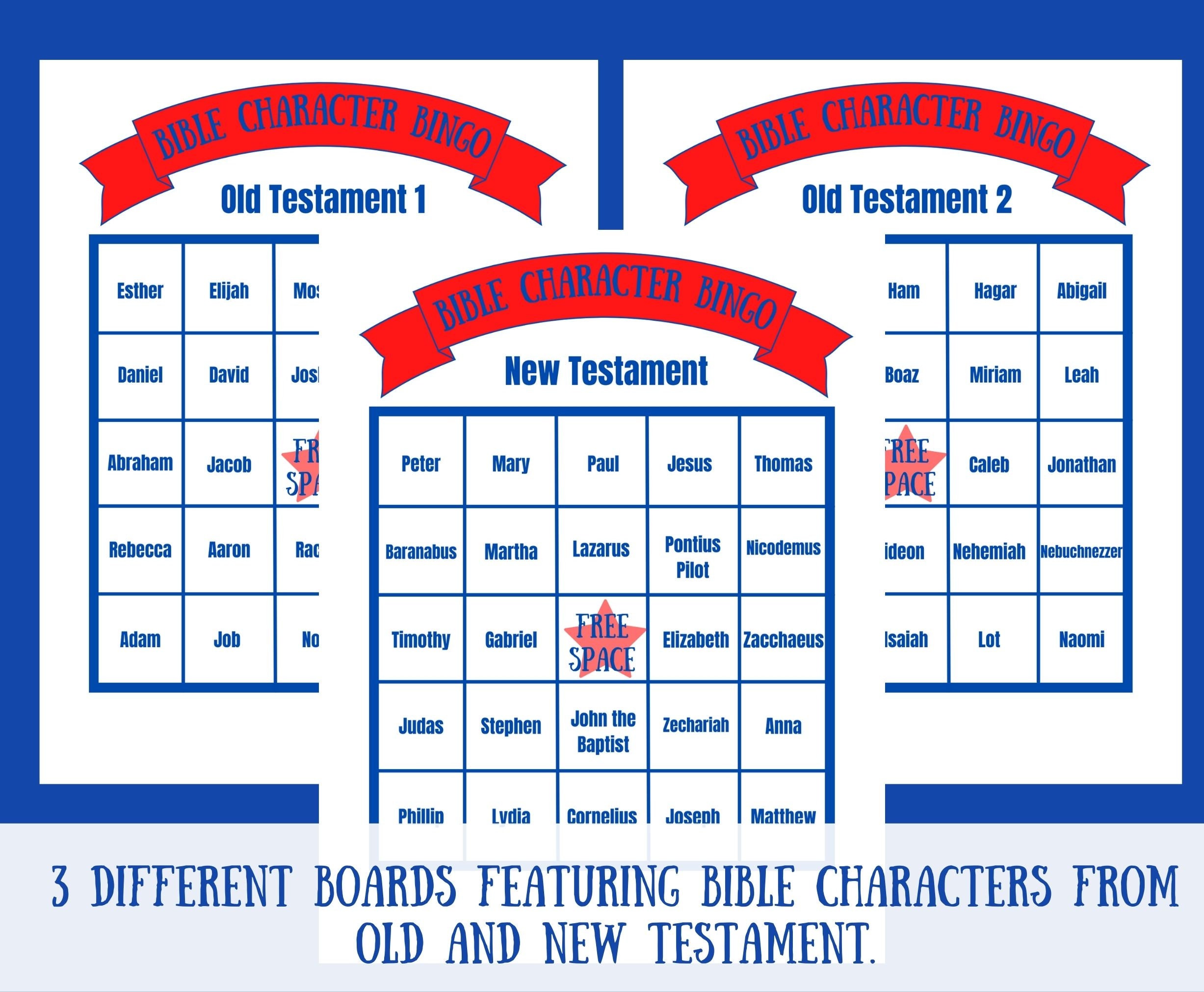 Bible Bingo Game Digital Download, Bible Character Bingo Game Printable ...
