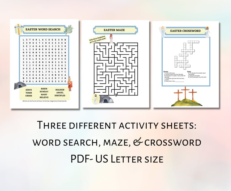 Easter Activity Sheets Bundle, Resurrection Sunday Religious Worksheets ...