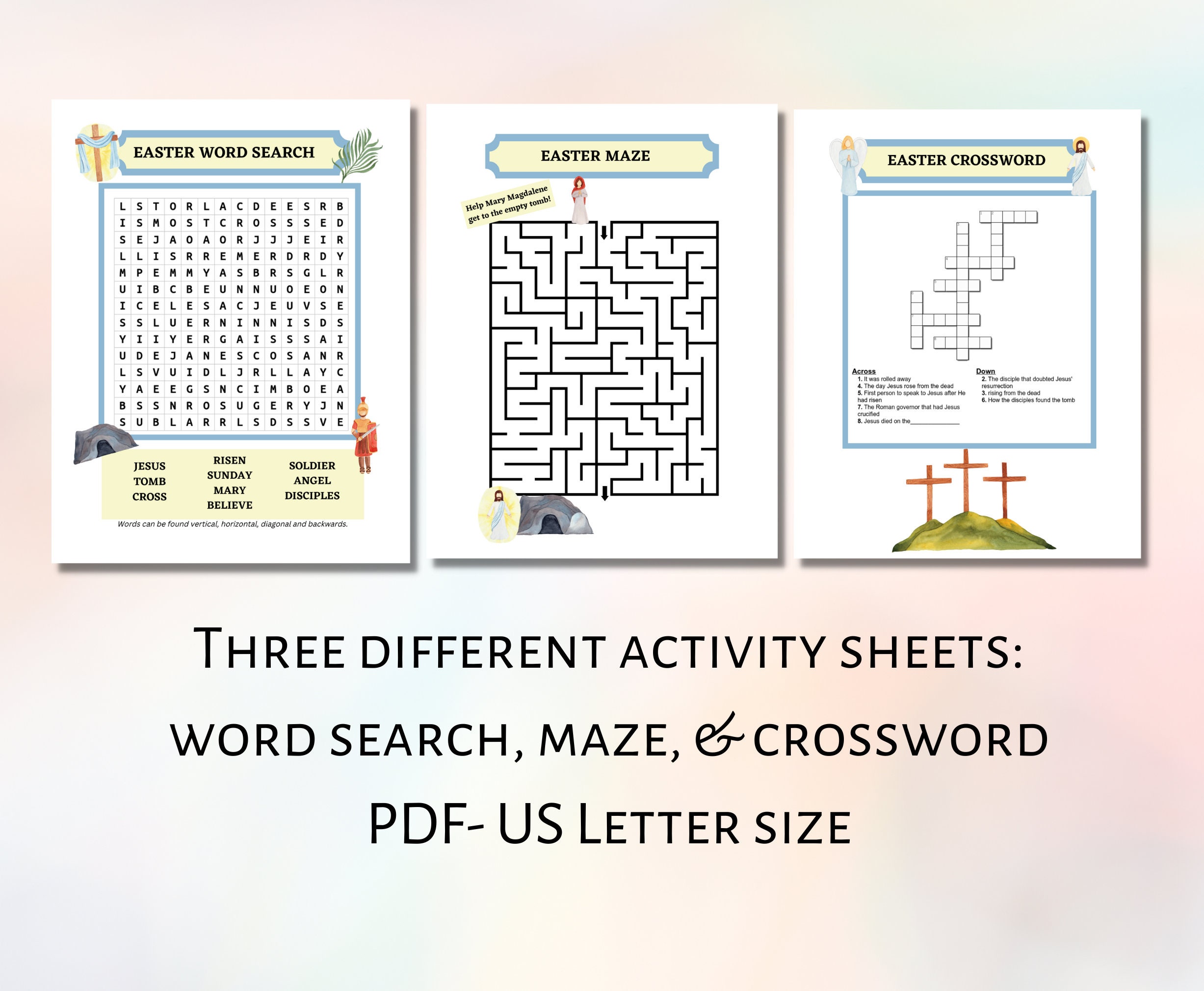 Easter Activity Sheets Bundle, Resurrection Sunday Religious Worksheets ...