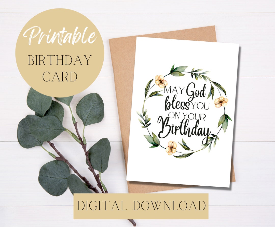 Printable Christian Birthday Card, Religious Birthday Card, Instant ...