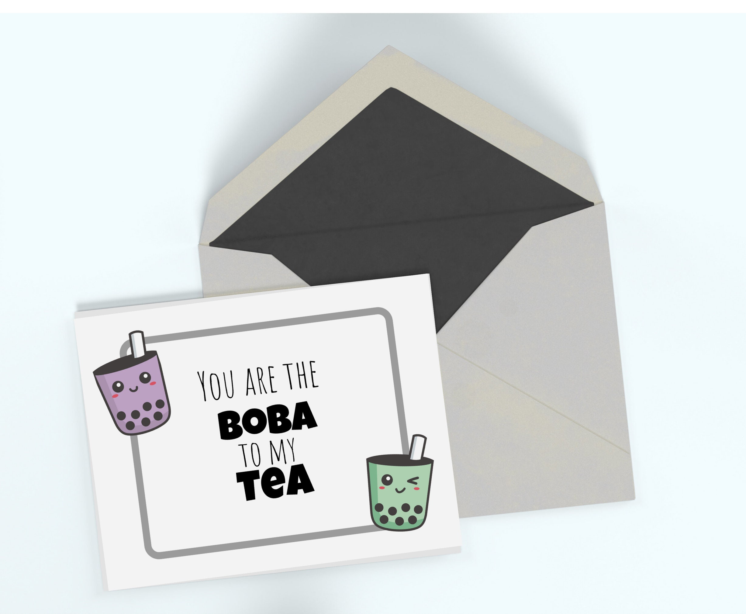 Boba Tea Valentine's Day Card Printable, Bubble Tea Valentine Digital ...