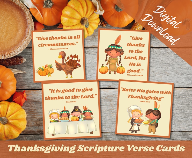 Thanksgiving Scripture Verse Cards, Printable First Thanksgiving ...