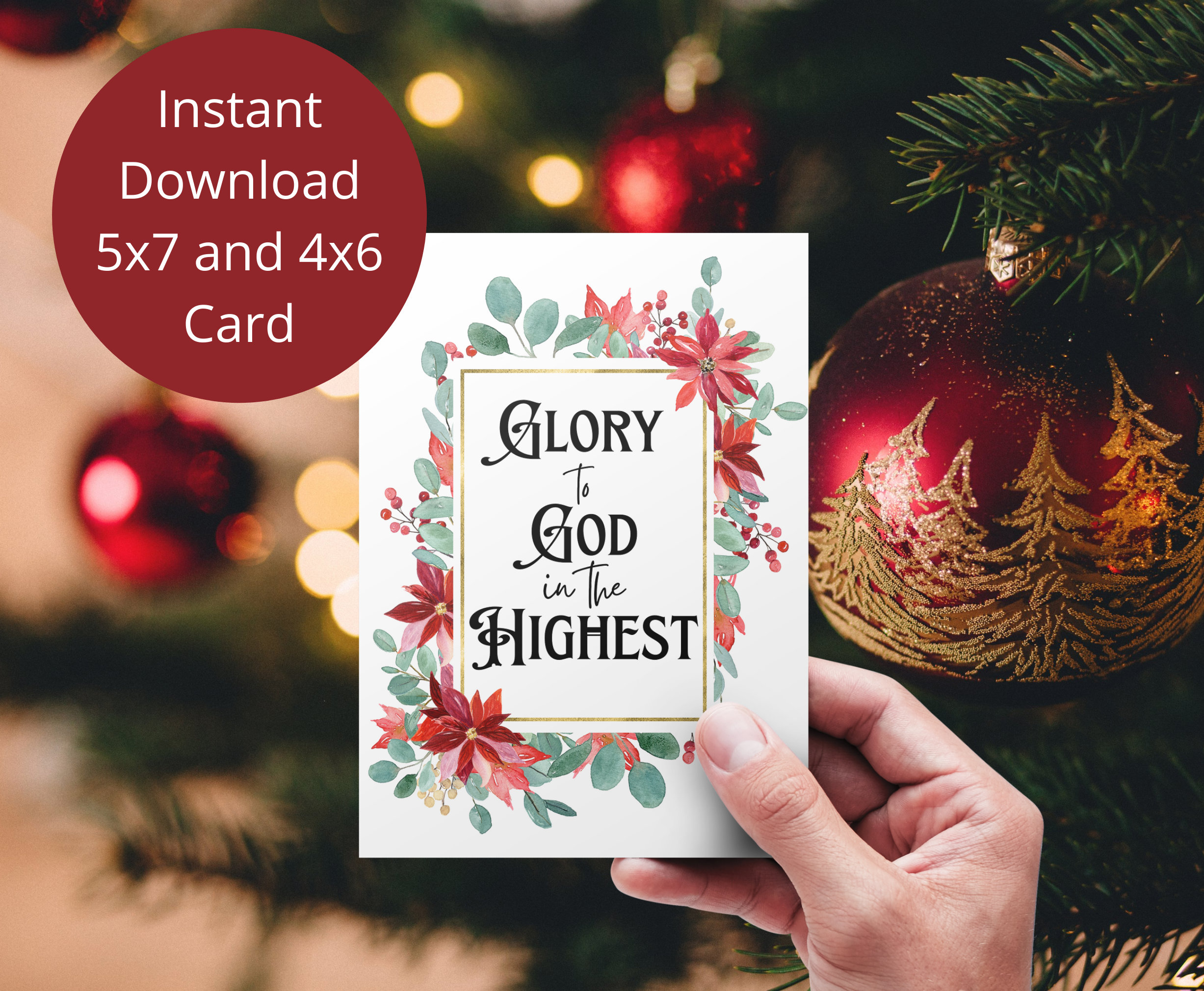 Glory to God in the Highest Printable Card, Religious Christmas Card ...